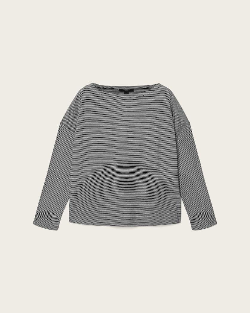 Rita Long Sleeve Striped T-Shirt Black/White | ALLSAINTS Canada